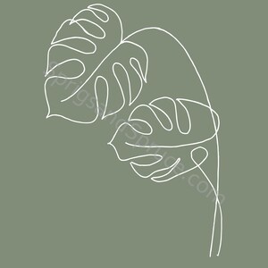 Monstera Leaf Line Art Botanical Print Minimalist Art Wall - Etsy