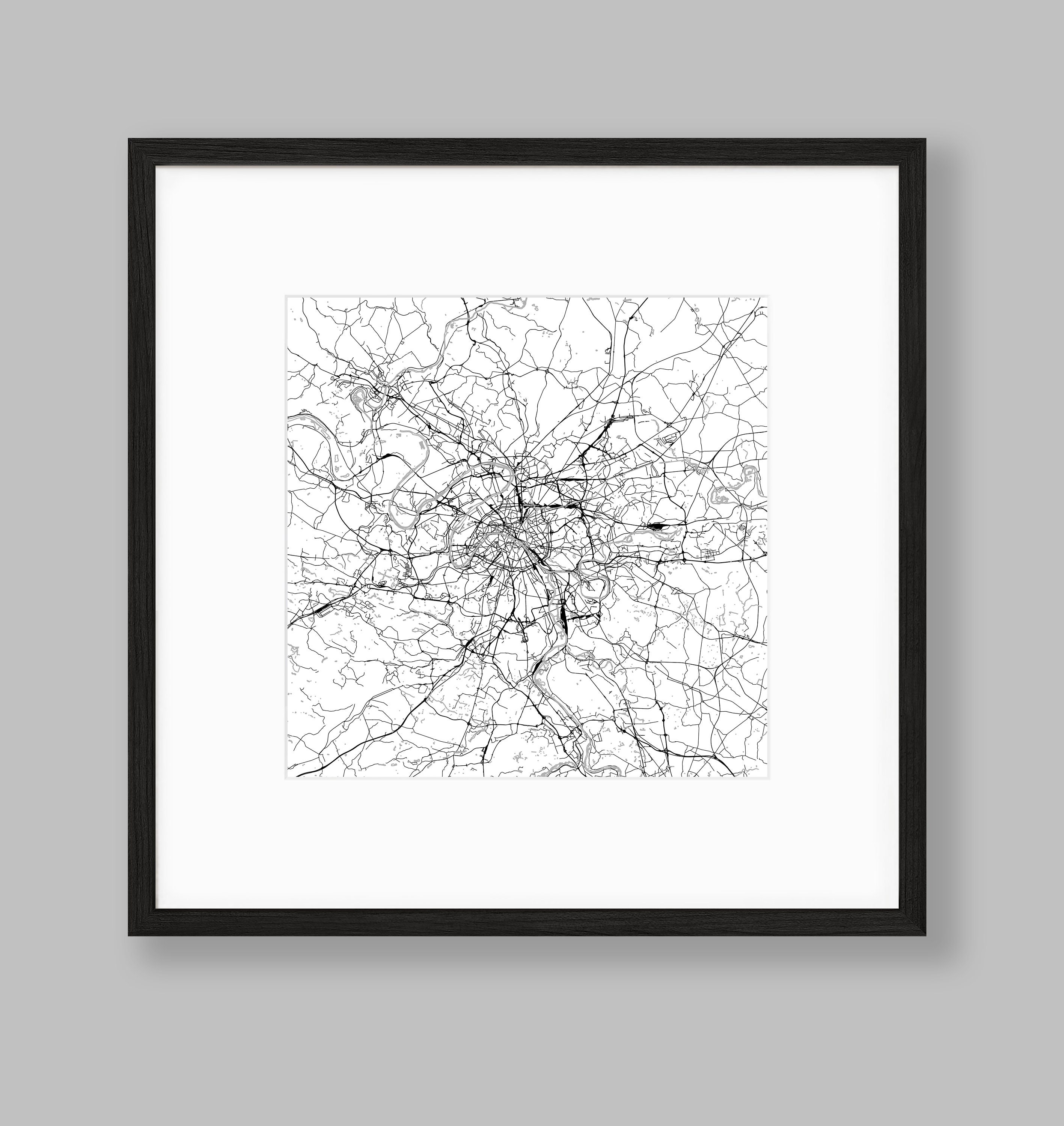 Paris Skyline and Map Line Art, Paris Wall Art, Skyline Print, Paris ...