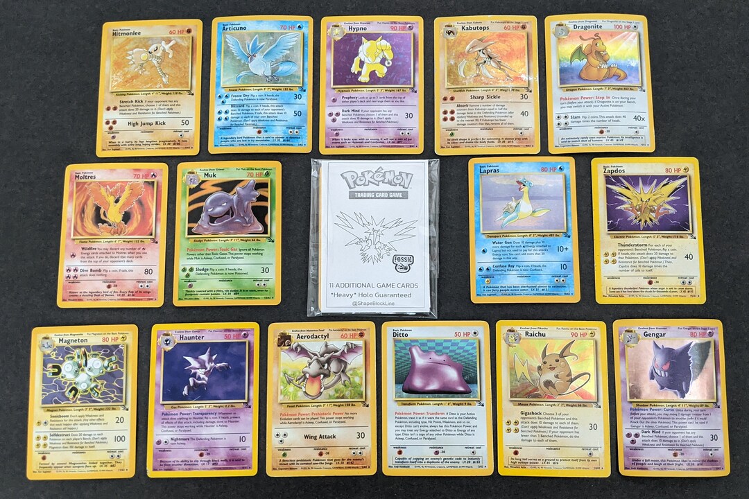 Fossil Pokemon Cards Set Repack, 11 Original Vintage Cards With a ...