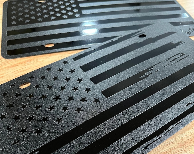 Gloss Black American Flag License Plate - Etsy