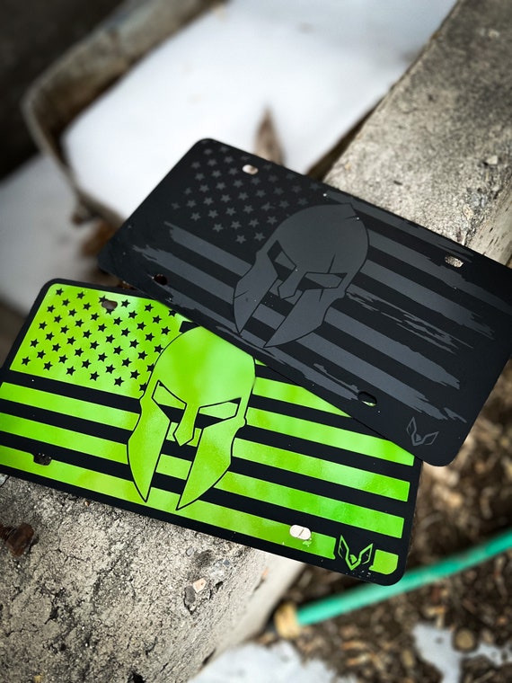 Spartan American Flag License Plate - Etsy