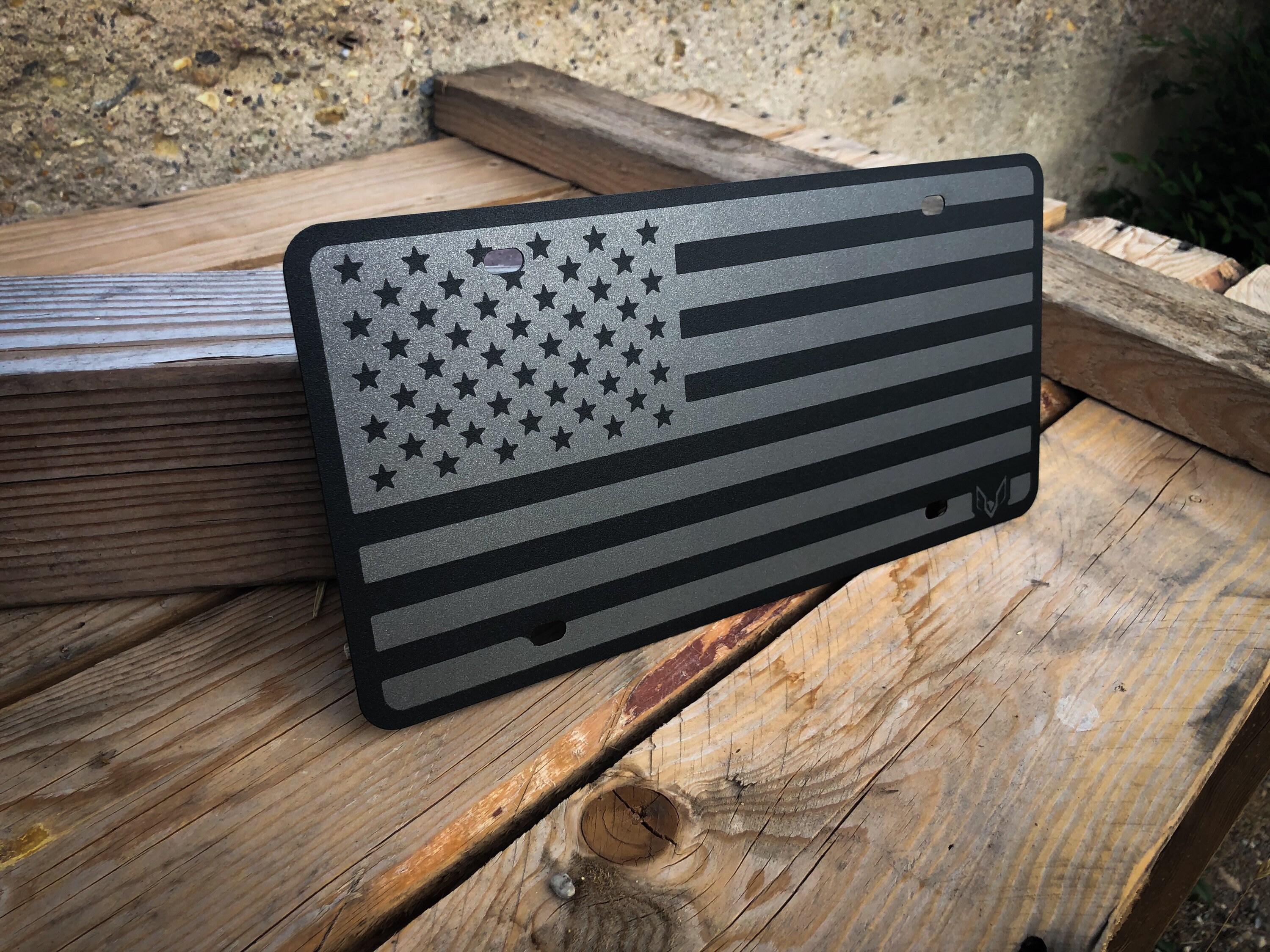 Grey American Flag License Plate - Etsy