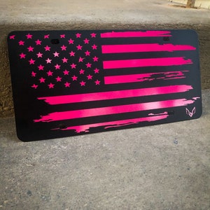 Pink American Flag License Plate - Etsy