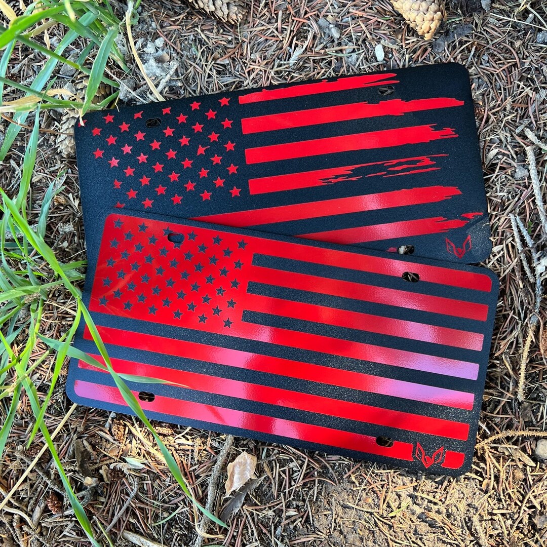 Gloss Red American Flag License Plate - Etsy