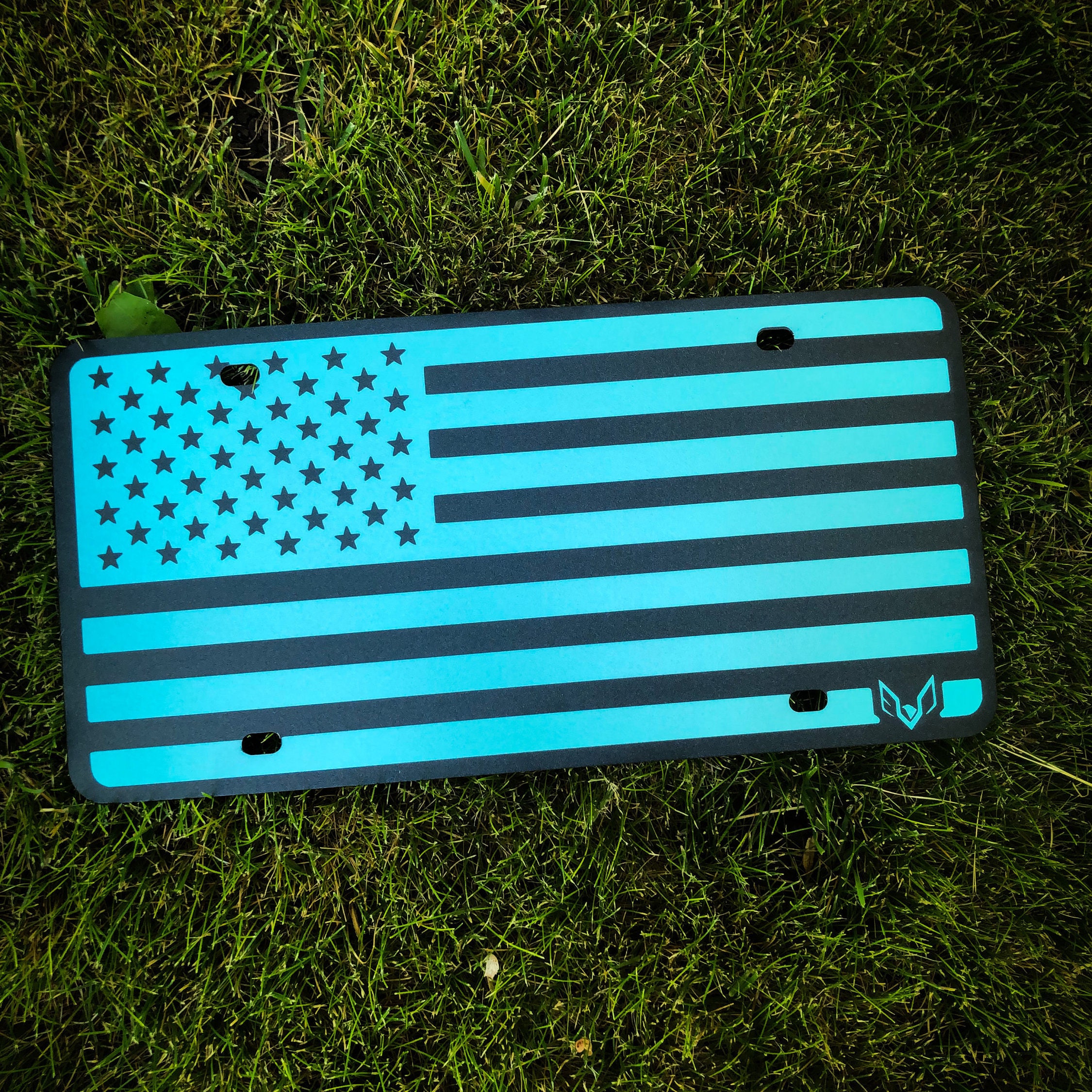 Teal Blue American Flag License Plate | Etsy