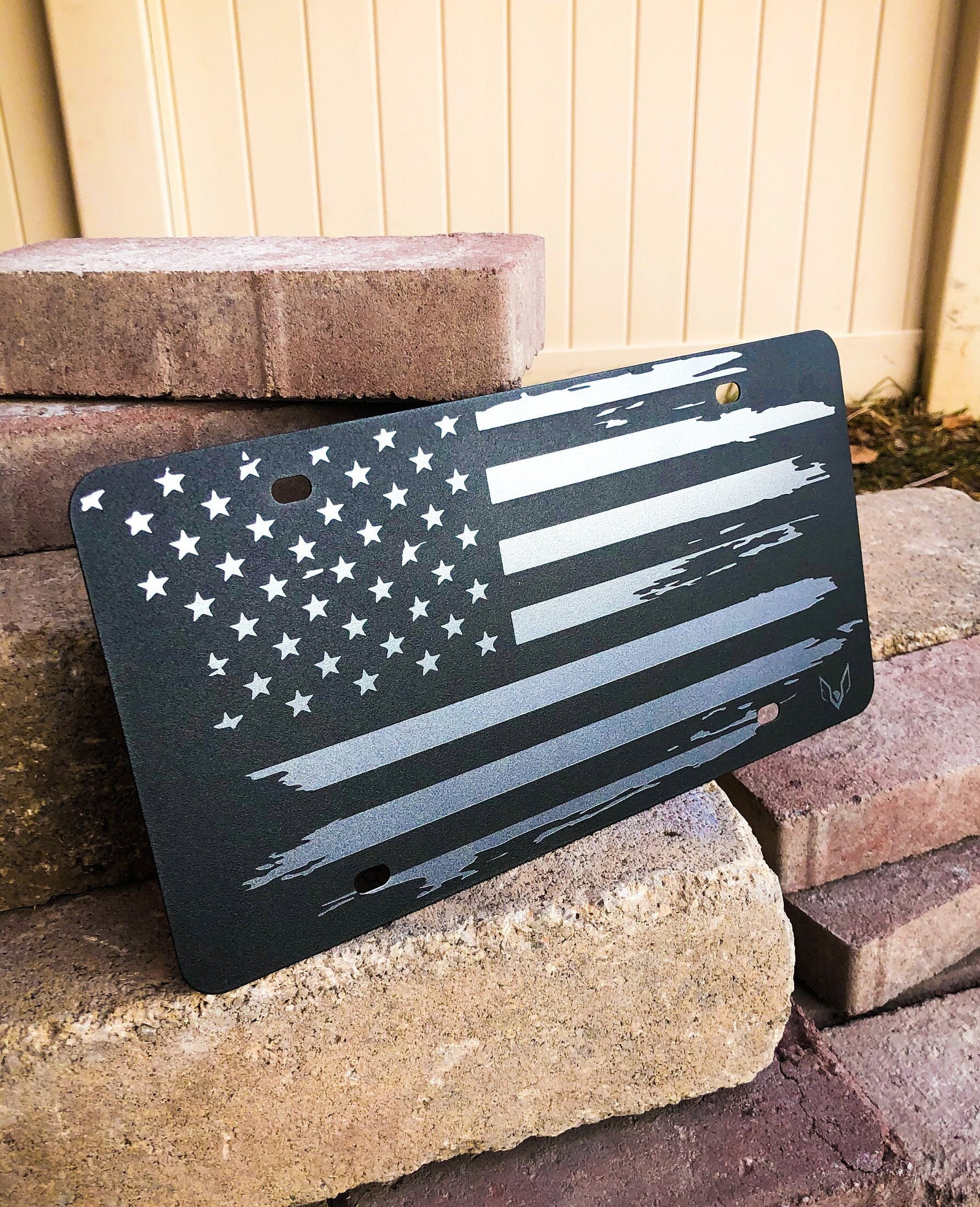 Grey American Flag License Plate - Etsy