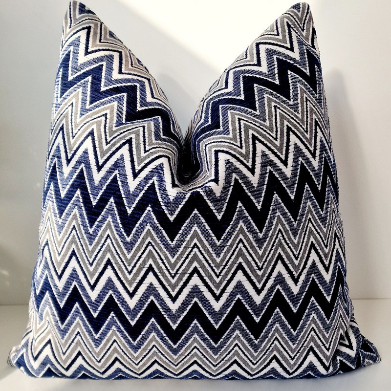 Blue Chevron Pillow - Etsy