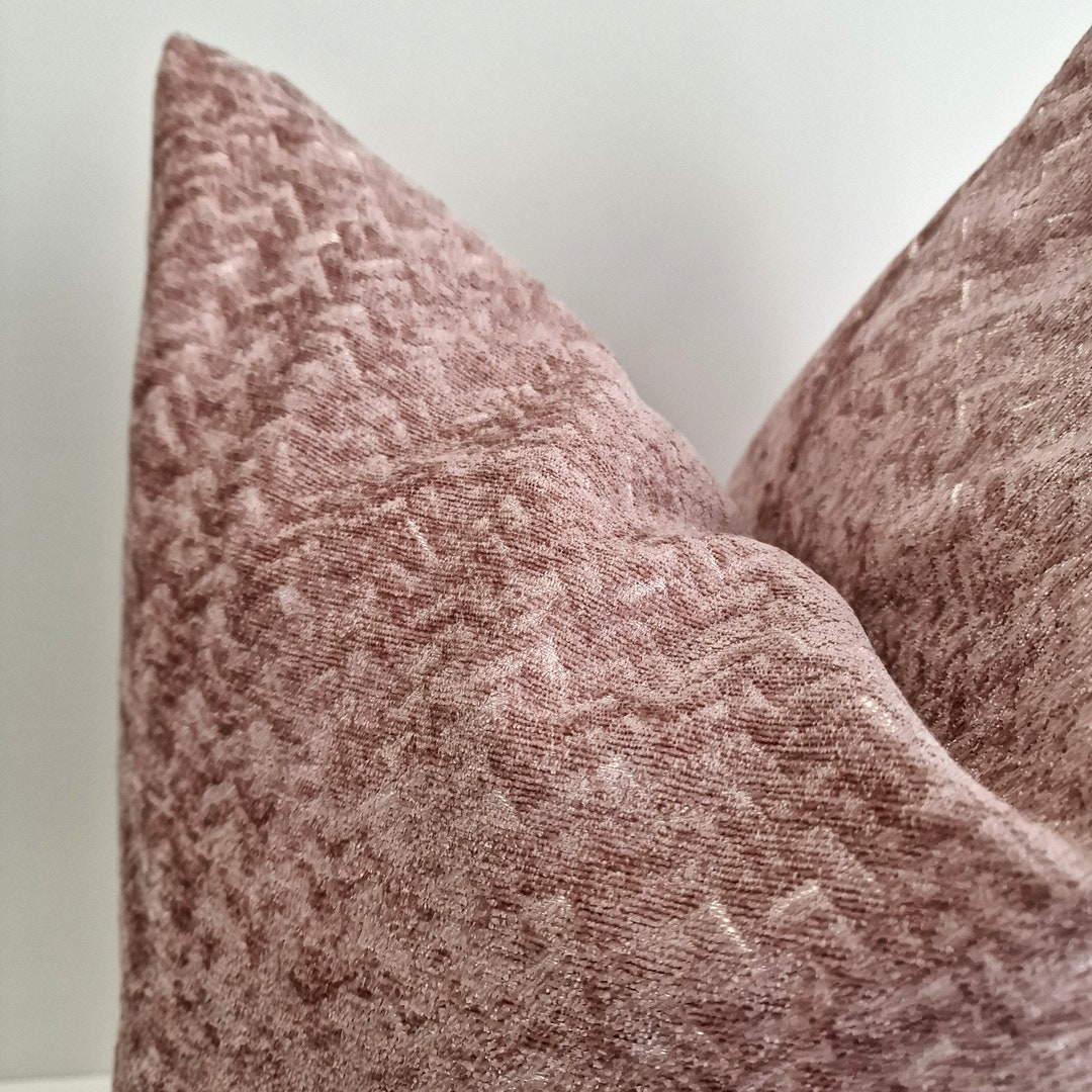 Dusty Pink Velvet Pillow Cover Herringbone Textured Cushion Rose Plush ...