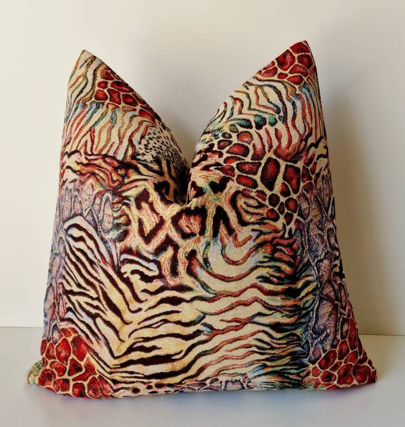 Animal Print Pillow Cover: Colorful Jungle Cushion, Multicolor Euro ...