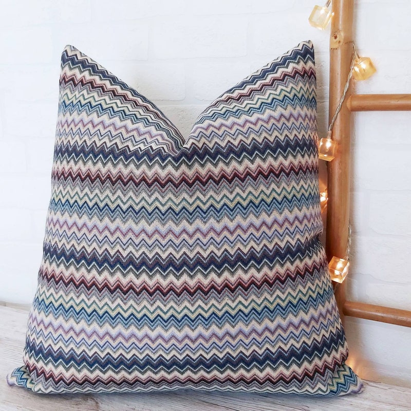 Blue Chevron Pillow - Etsy