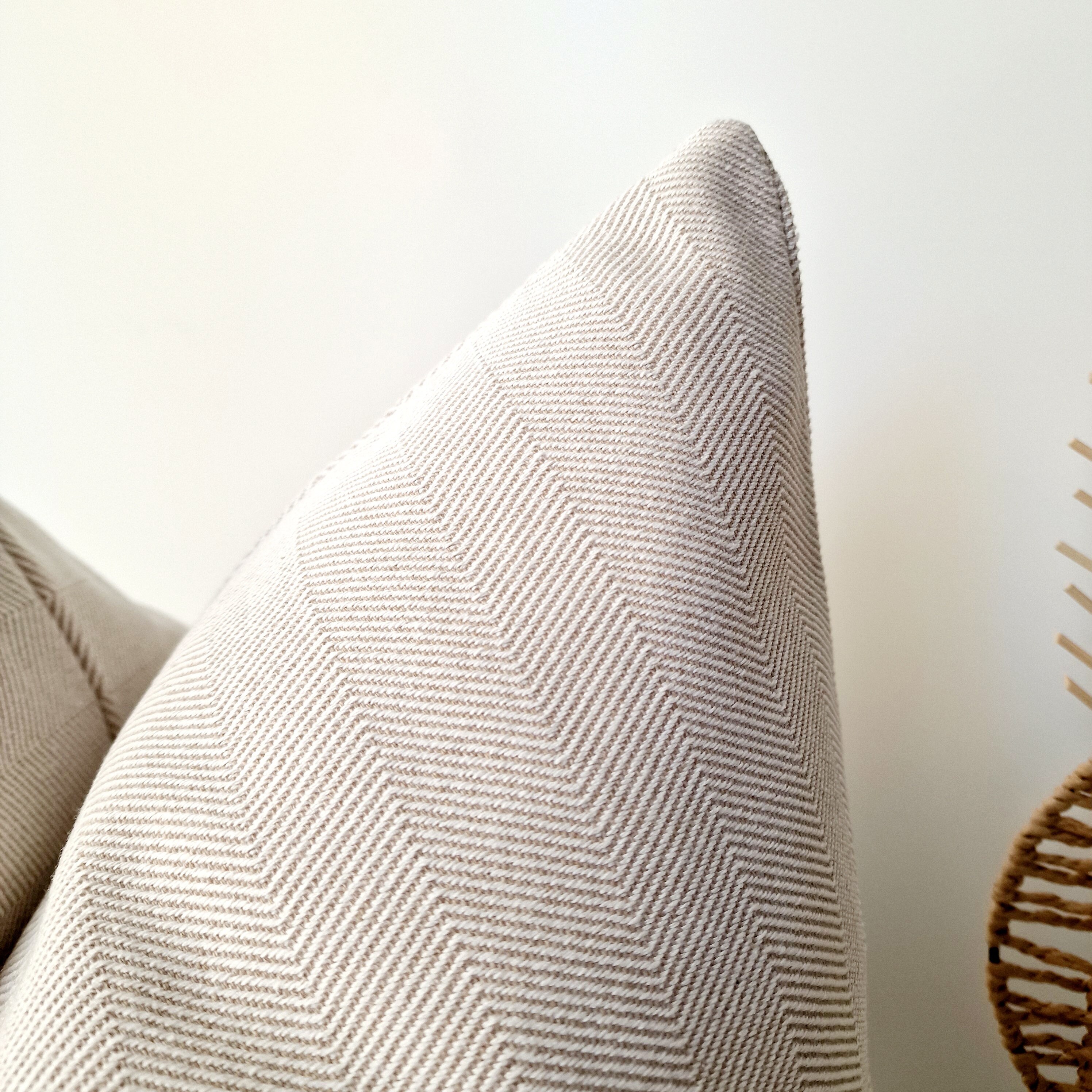 Cream Beige Herringbone Pillow Cover, Textured Rustic Cushion Primitive ...
