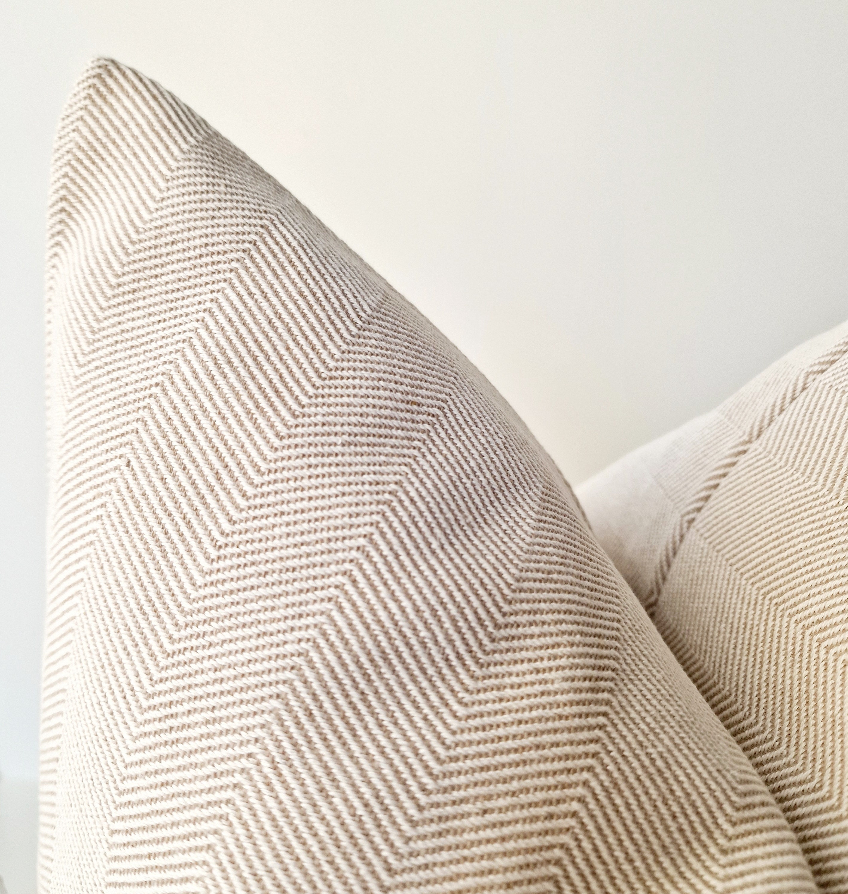Cream Beige Herringbone Pillow Cover, Textured Rustic Cushion, Striped ...