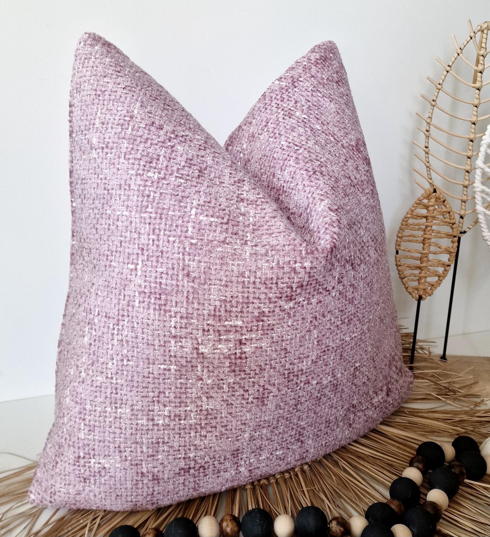 Light Purple Boucle Pillow Cover Modern Fluffy Lilac Cushion Textured ...
