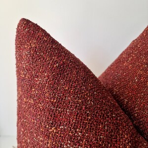 Red Boucle Throw Pillow Cover: Boho Abstract Accent Cushion - Etsy