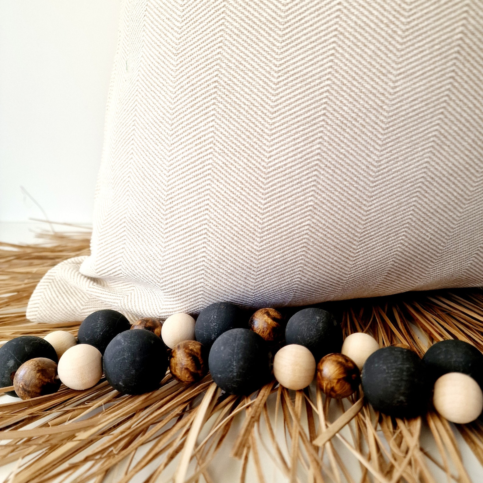 Cream Beige Herringbone Pillow Cover, Textured Rustic Cushion Primitive ...