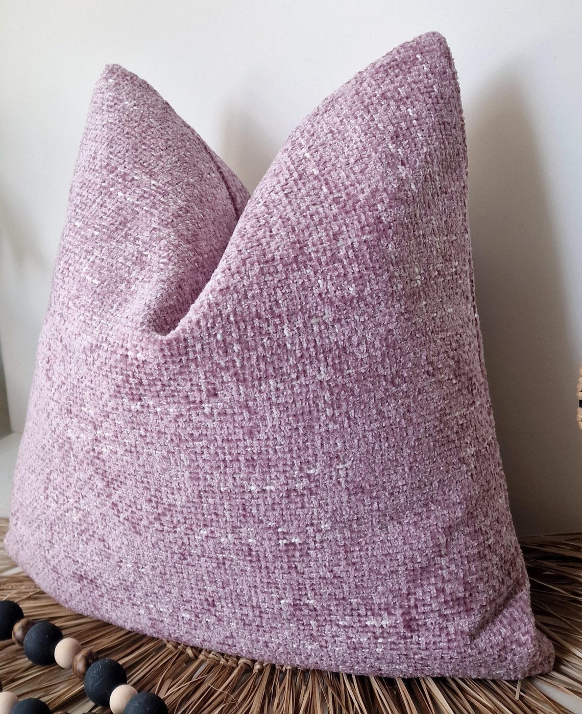 Light Purple Boucle Pillow Cover Modern Fluffy Lilac Cushion Textured ...