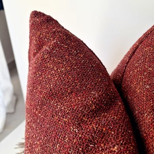 Red Boucle Throw Pillow Cover: Boho Abstract Accent Cushion - Etsy