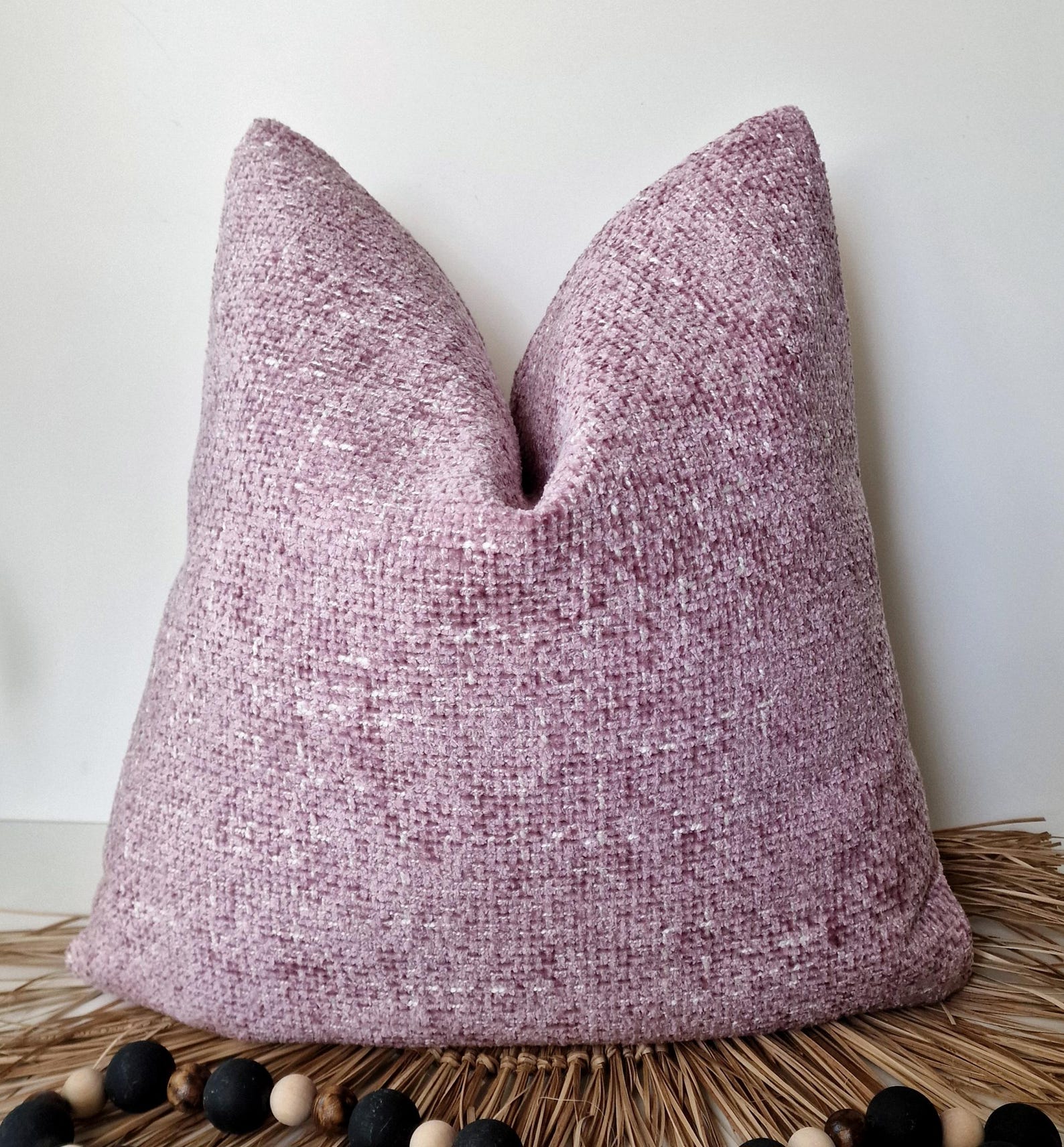 Light Purple Boucle Pillow Cover Modern Fluffy Lilac Cushion Textured ...