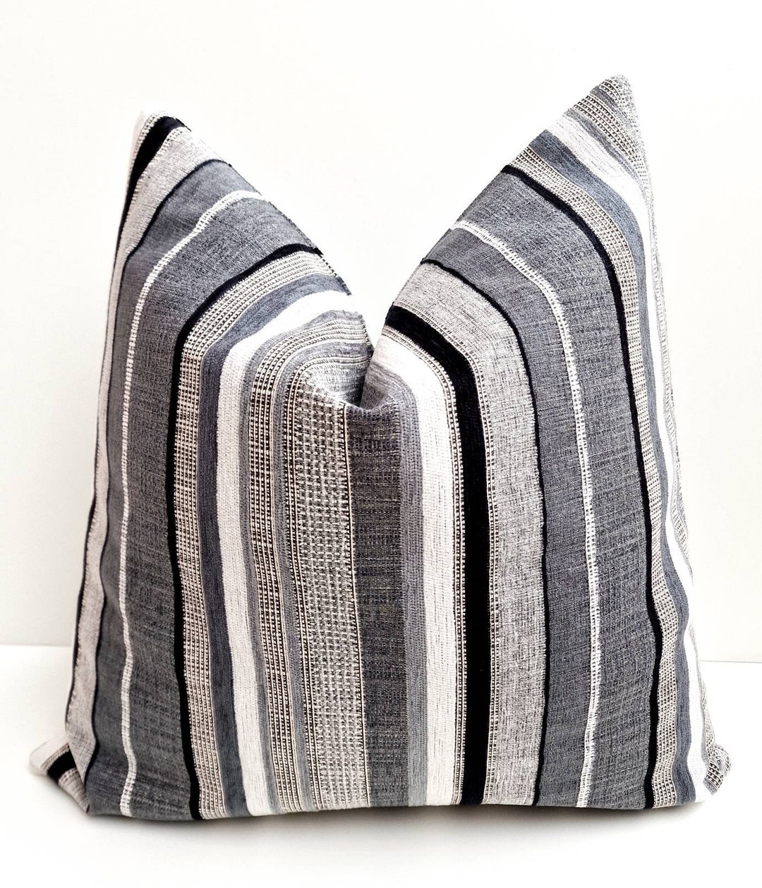 Gray Striped Pillow Cover Modern Minimal Cushion Textured Chenille Gray ...