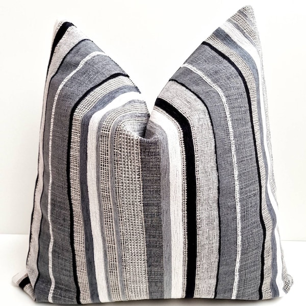 Gray Stripe Pillow - Etsy