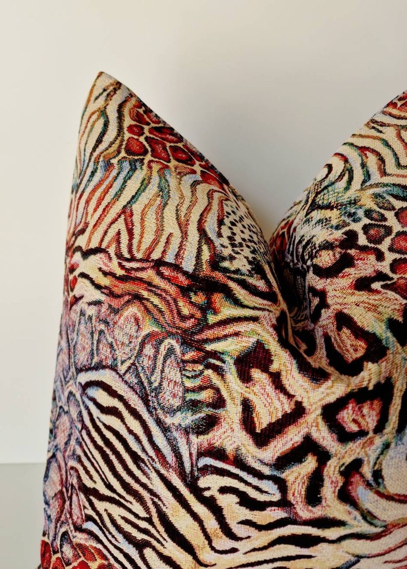 Animal Print Pillow Cover: Colorful Jungle Cushion, Multicolor Euro ...