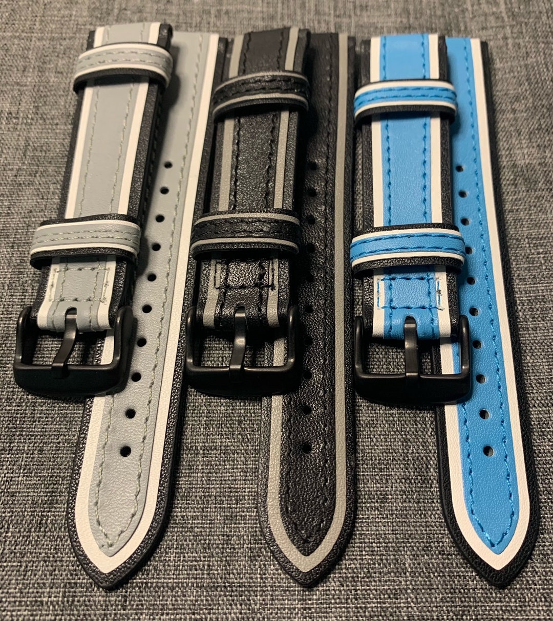 Premium Leather Tri-colour Vintage Inspired Rally Watch Straps / PVD ...