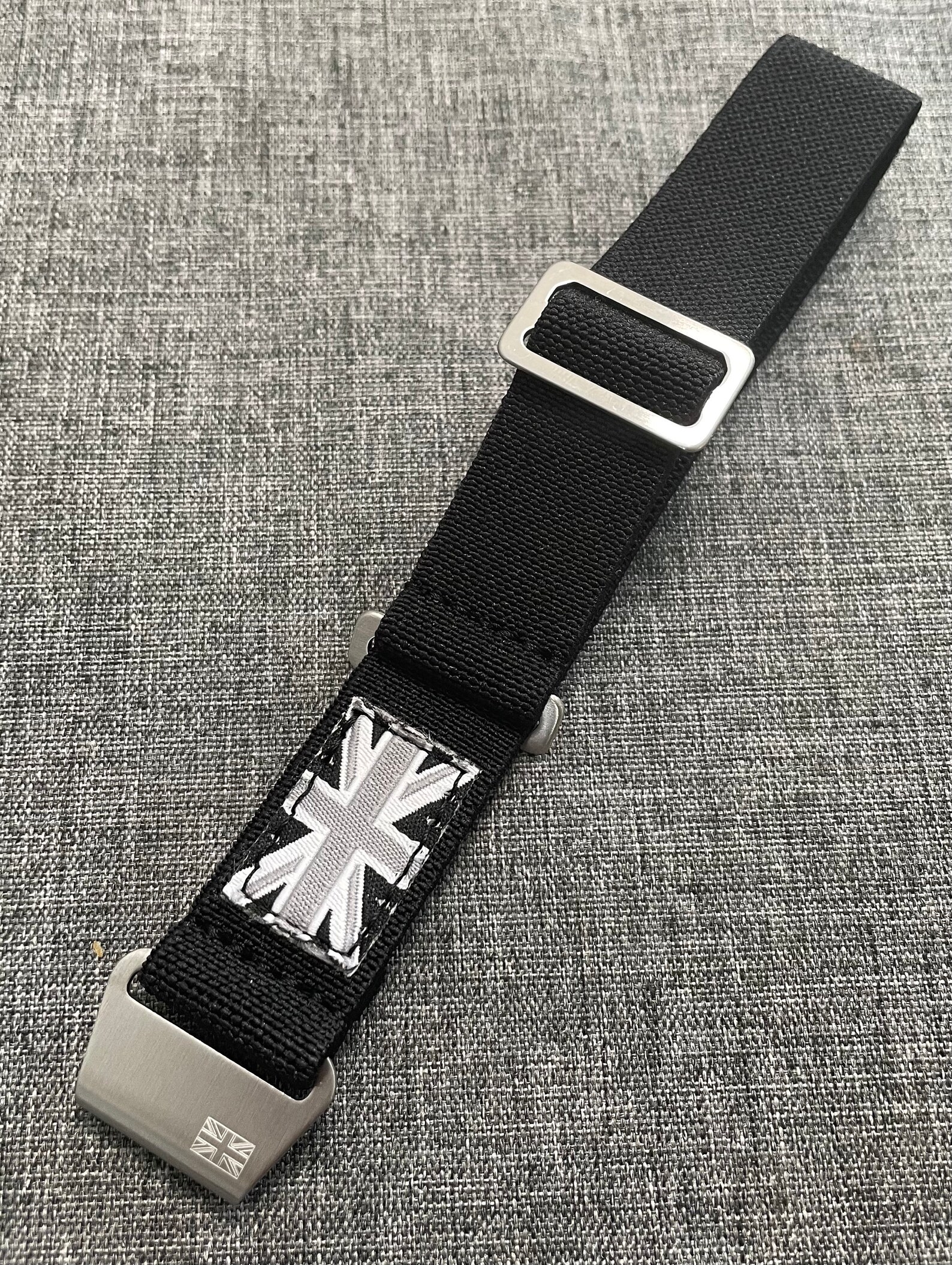 UK Marine Nationale Military Watch Strap / Black / Stainless Steel ...