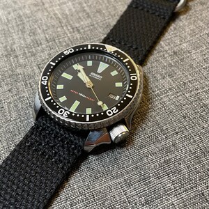 Premium Hemp Cotton Blend / 2 Piece Watch Strap / Black / Stainless 20 ...
