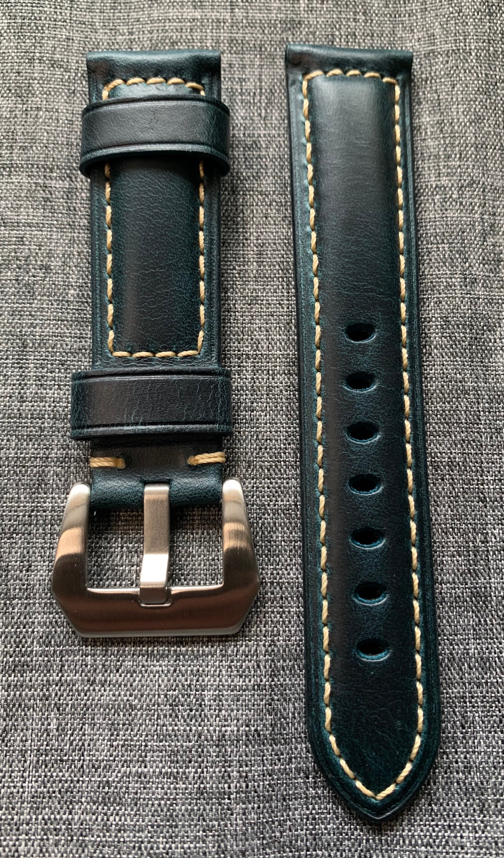Premium Italian Oiled Leather / Stitched Leather Watch Strap / - Etsy