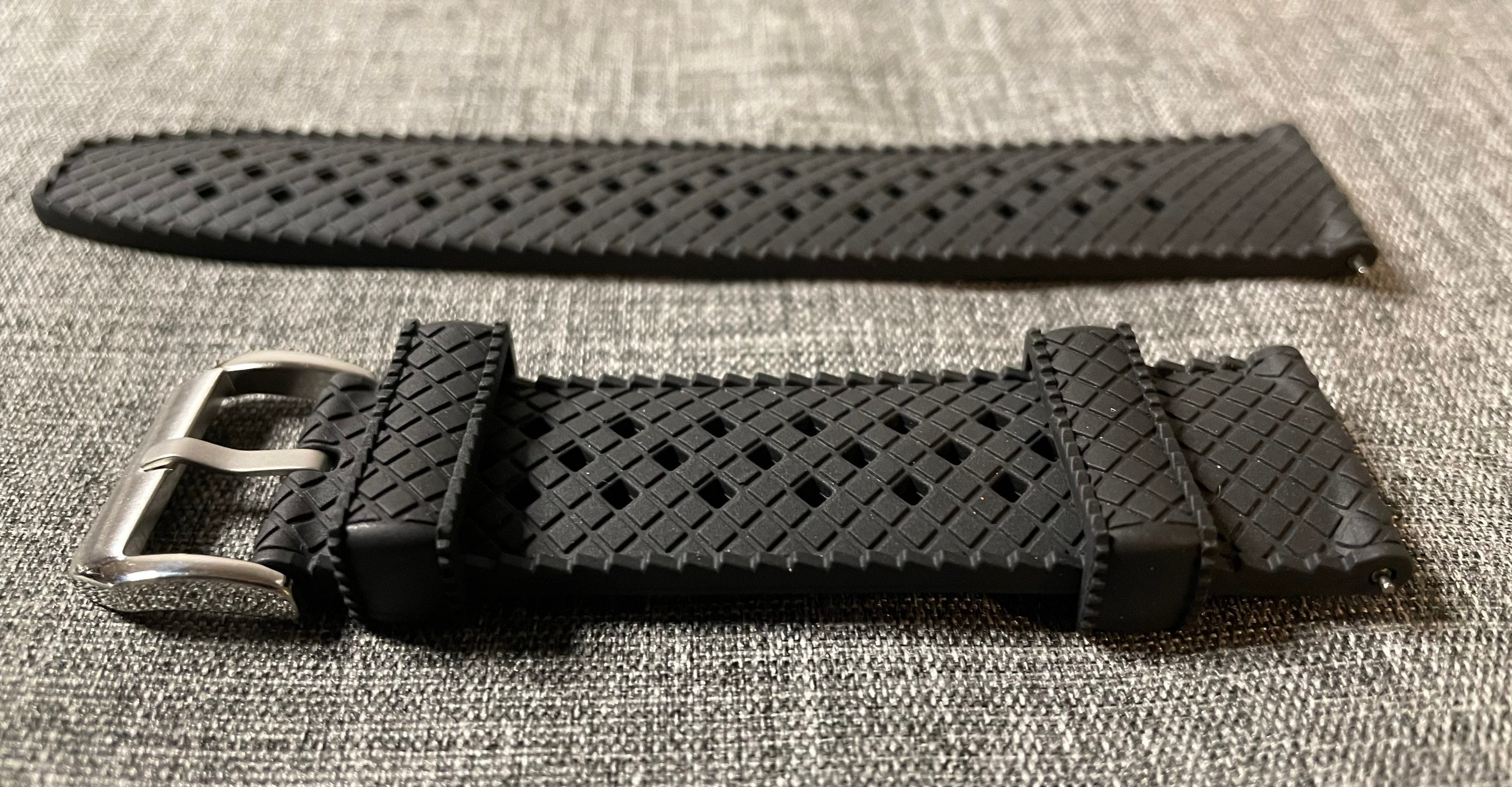 Premium FKM Rubber Sports Watch Strap / Black / 20/22mm Tropical ...