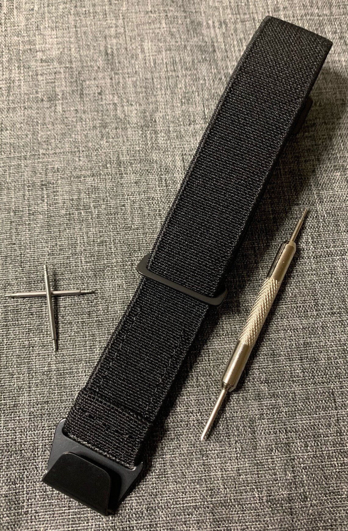 US Military Marine Nationale Nylon Watch Strap / PVD Black Steel / New ...