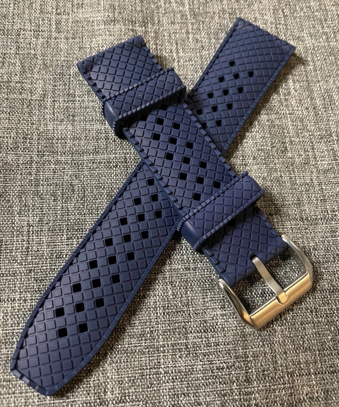 Premium FKM Rubber Sports Watch Strap / Navy Blue / 20/22mm Tropical ...