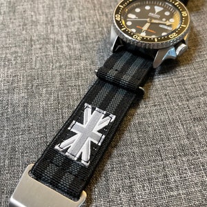 UK Marine Nationale Military Watch Strap / Bond Black & Grey ...