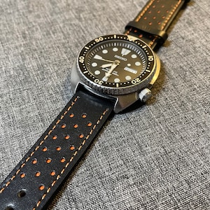 Leather Sports Watch Strap Duel Colour Black / Orange - Etsy Australia