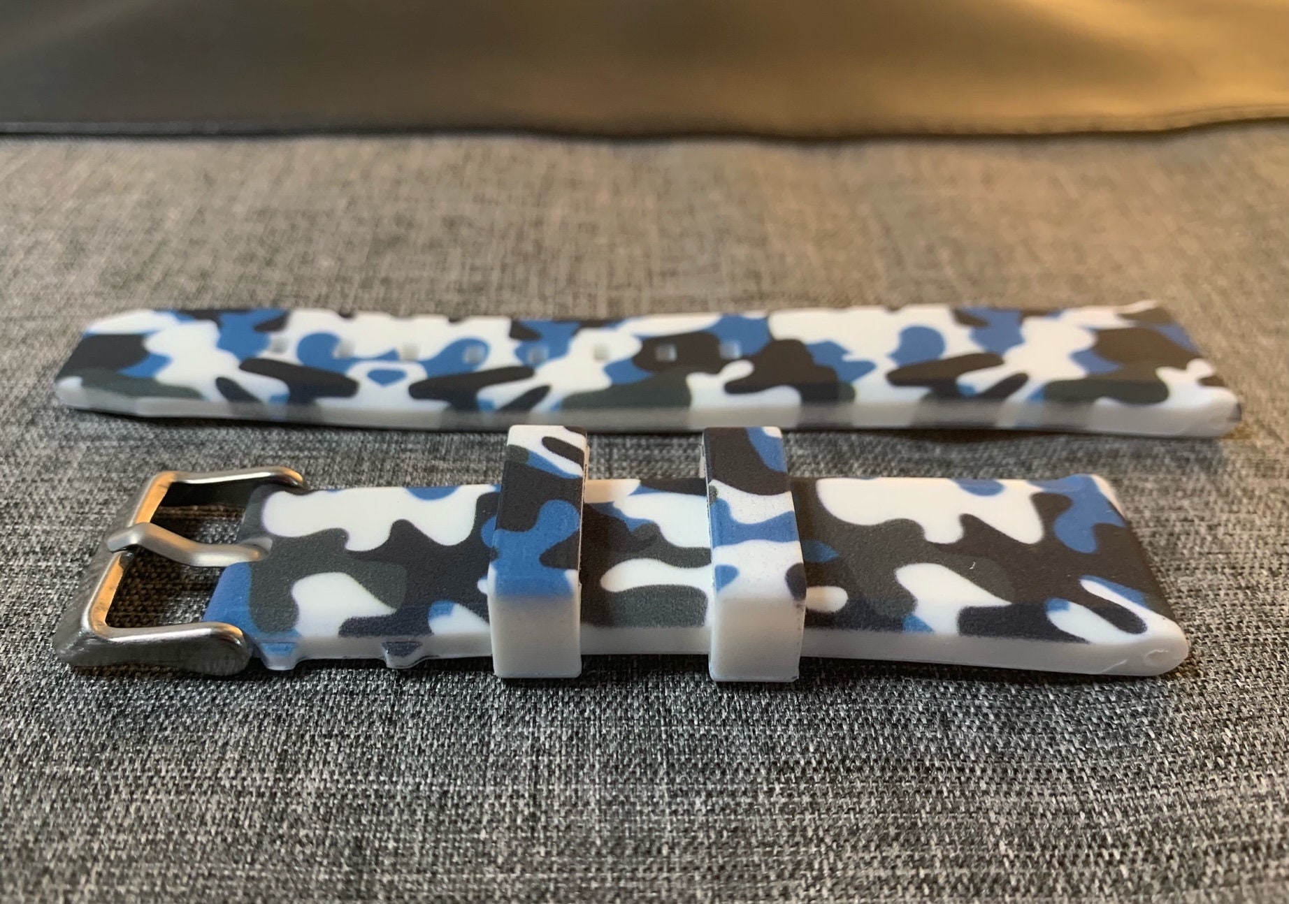 Silicone Sports Watch Strap / Blue Camouflage / Stainless - Etsy