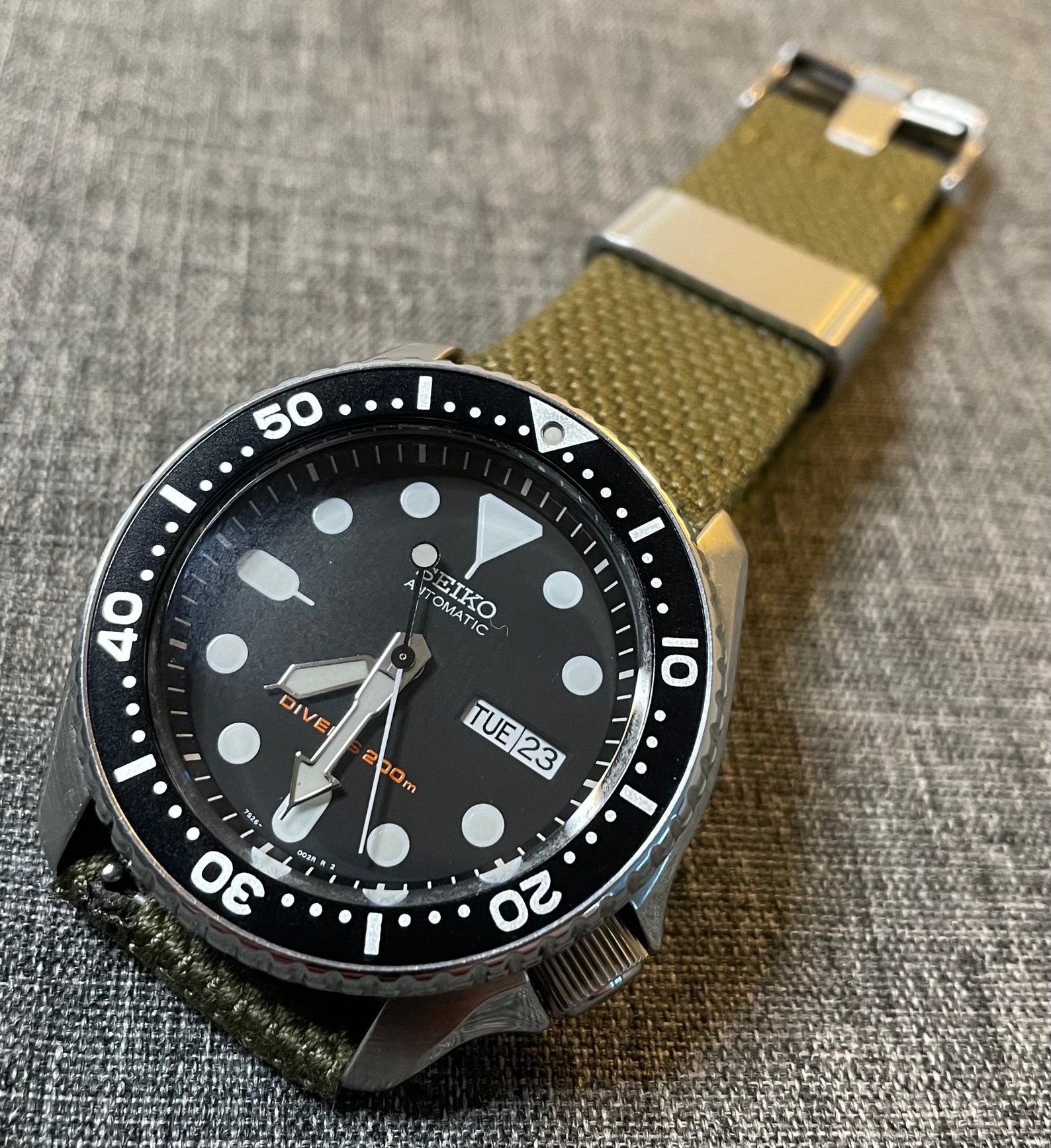 Premium Nylon Sports Strap / Military Green / Steel Hardware Kit - 20mm ...