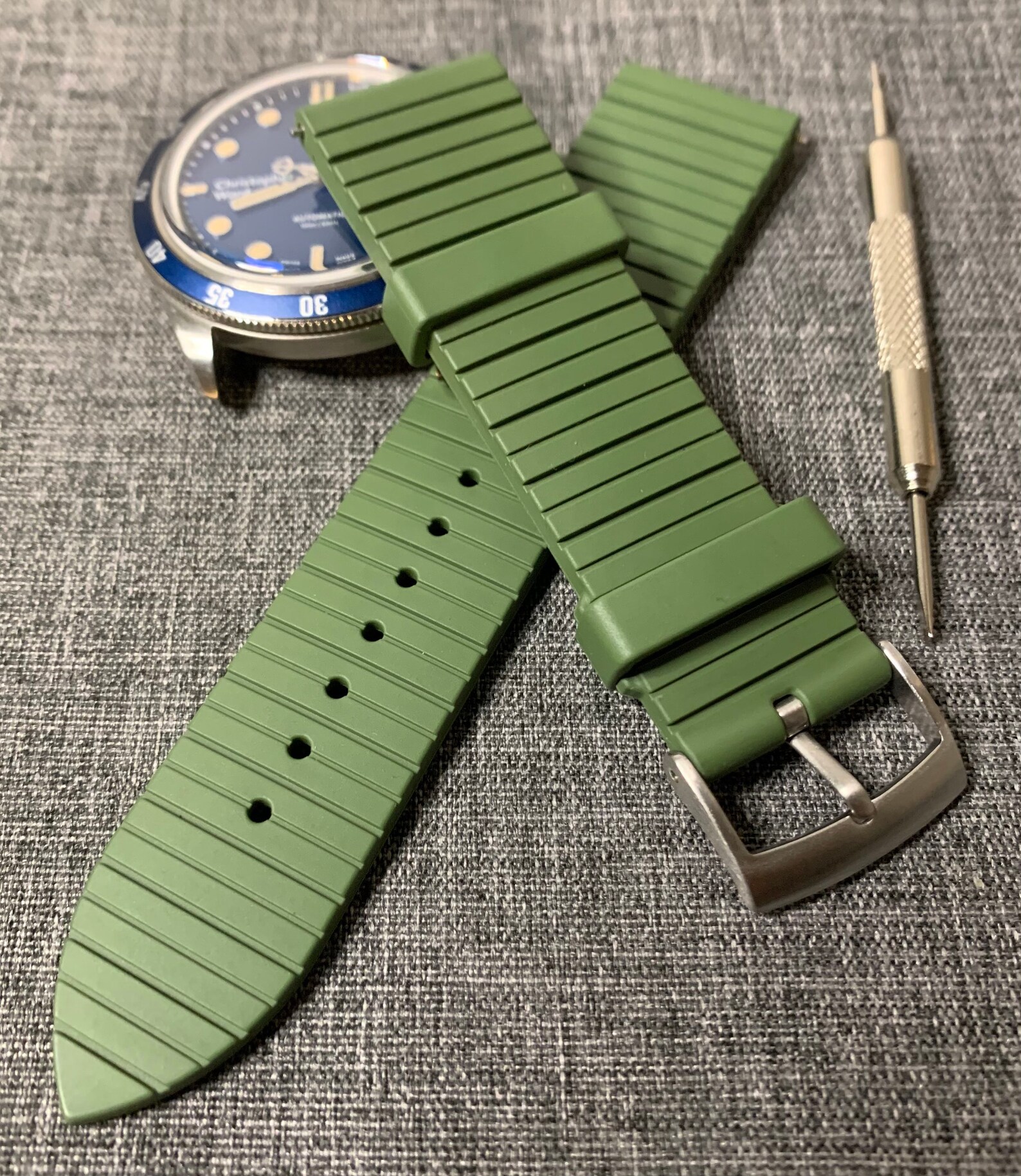 Premium FKM Rubber Tropic Divers Watch Strap / Military Green - Etsy