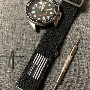 US Military / Marine Nationale Nylon Watch Strap / Stainless Steel ...