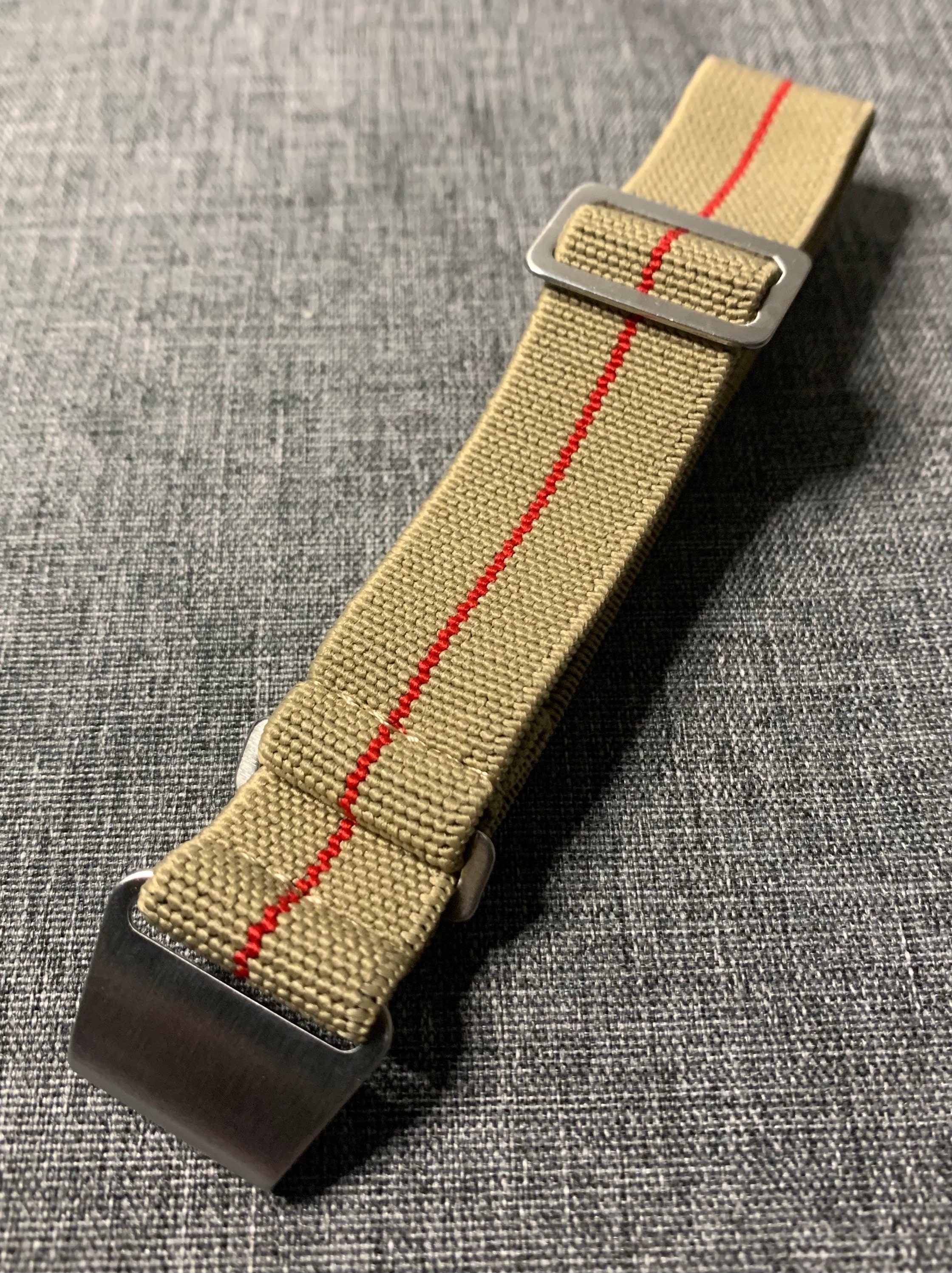 Marine Nationale Nylon Watch Strap / Khaki Red Stripe / | Etsy