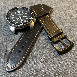 Leather Sports Watch Strap Duel Colour Black / Orange - Etsy Australia