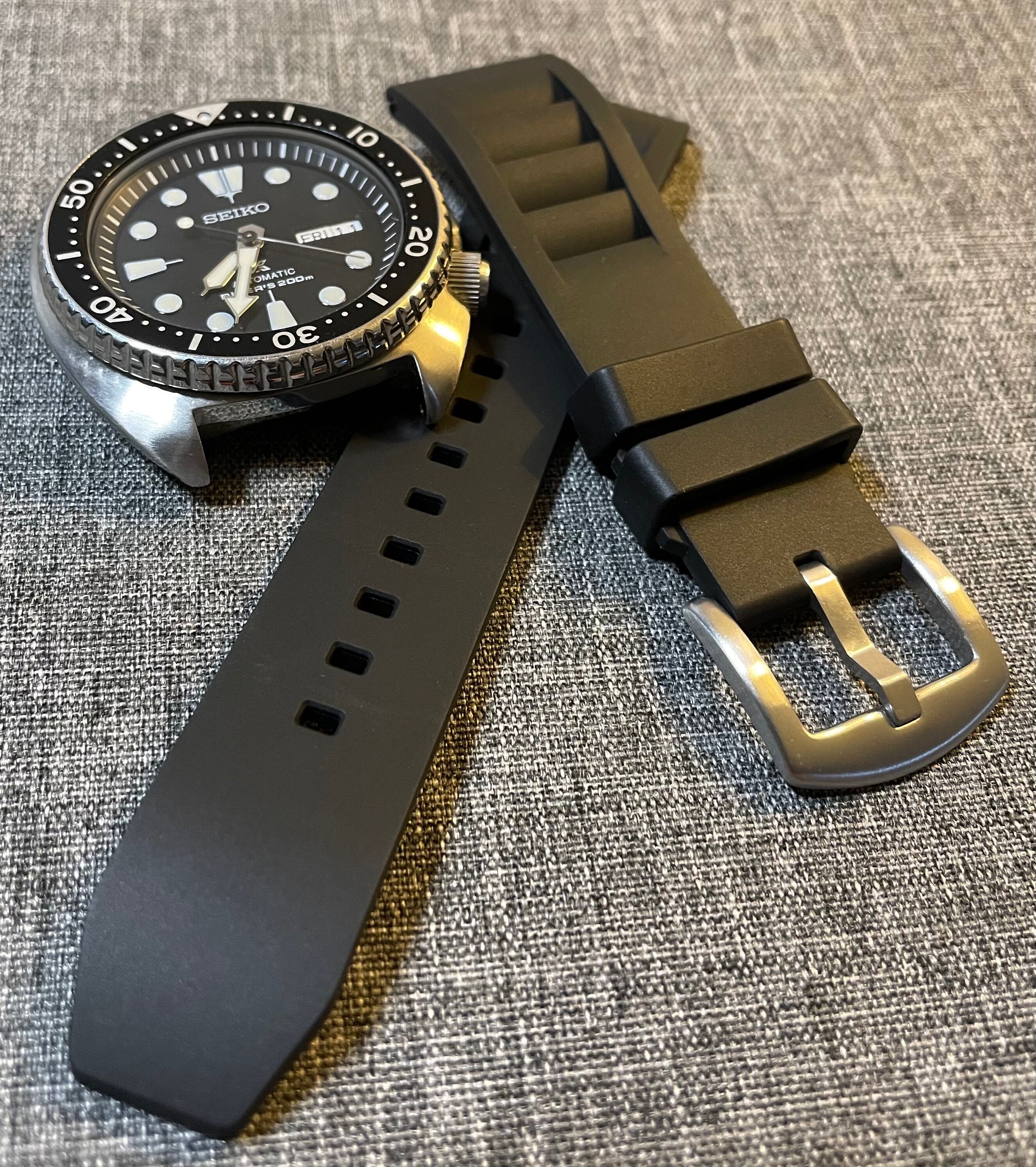 3rd Gen FKM Premium Rubber Ridge Design Watch Strap Black - Etsy