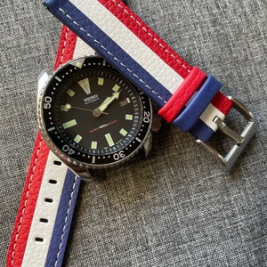 Top Grain Quality Leather / Rally Style Watch Strap / Patriotic Red ...