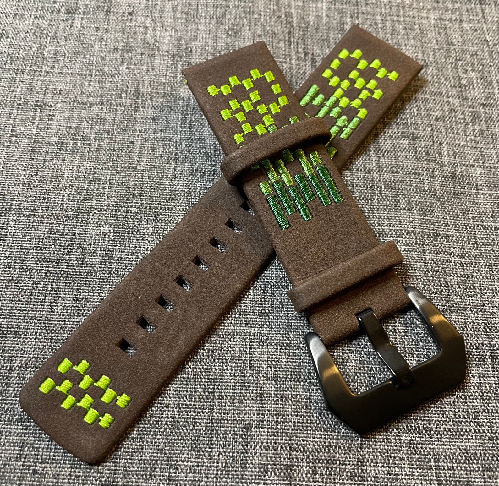 Soft Leather Watch Strap / Digital Pixel Stitching/ Brown - Etsy