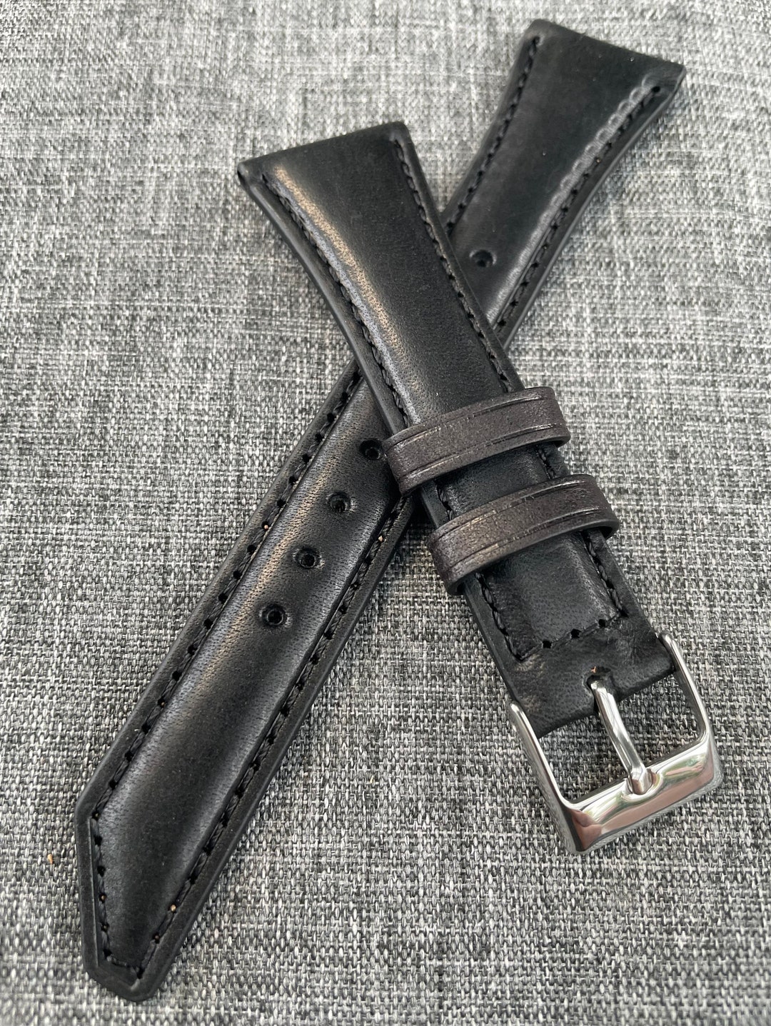 Vintage Design / Dress Watch Strap / Top Grain Leather / Matte Black ...