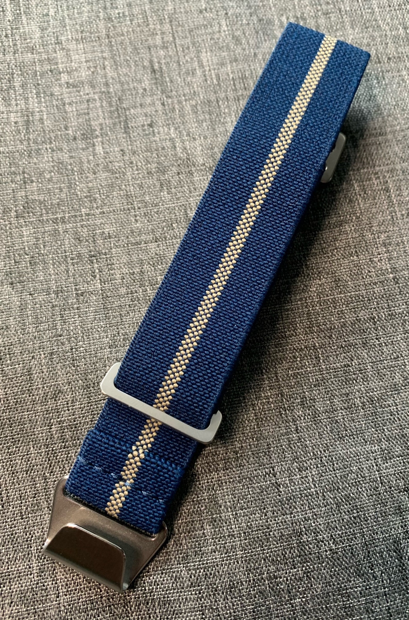 Marine Nationale Nylon Watch Strap / Blue - Khaki Weave / Stainless ...