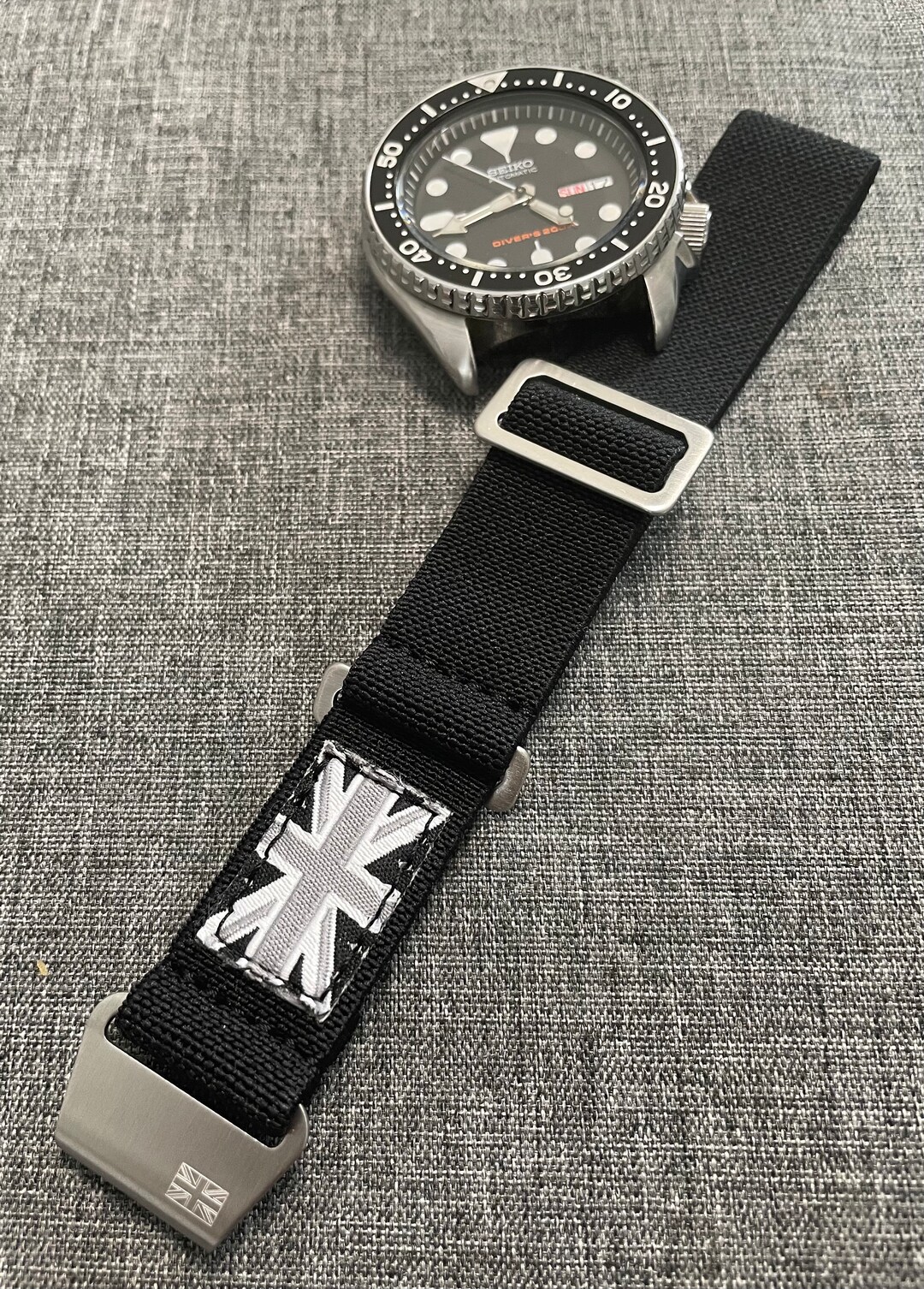 UK Marine Nationale Military Watch Strap / Black / Stainless Steel ...