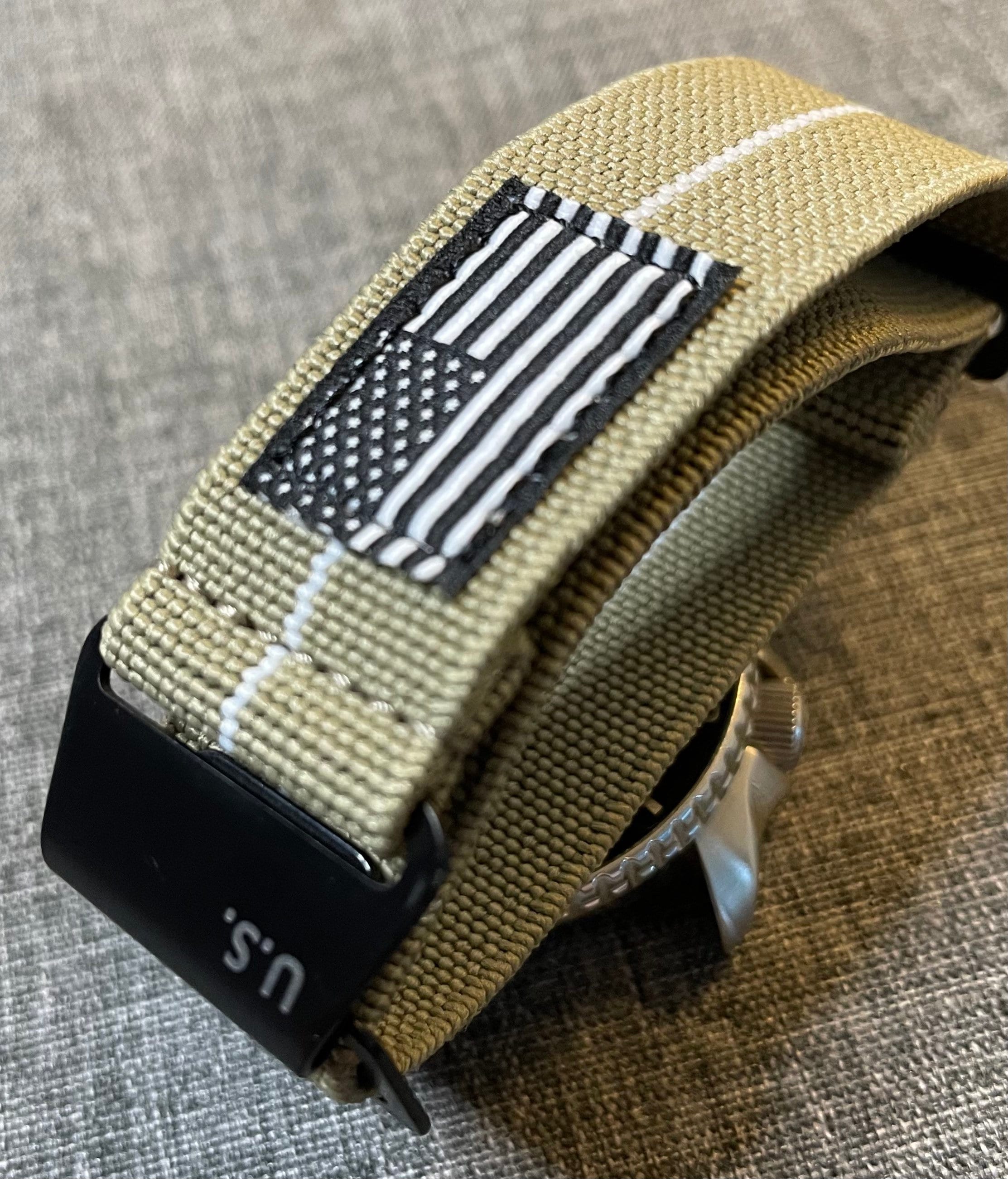 US Military / Marine Nationale Nylon Watch Strap / PVD Black Steel ...
