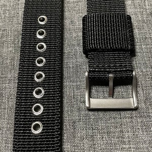 Nylon Stitched Watch Strap 2pc / Steel Eyelets / Matte Black / 316 ...