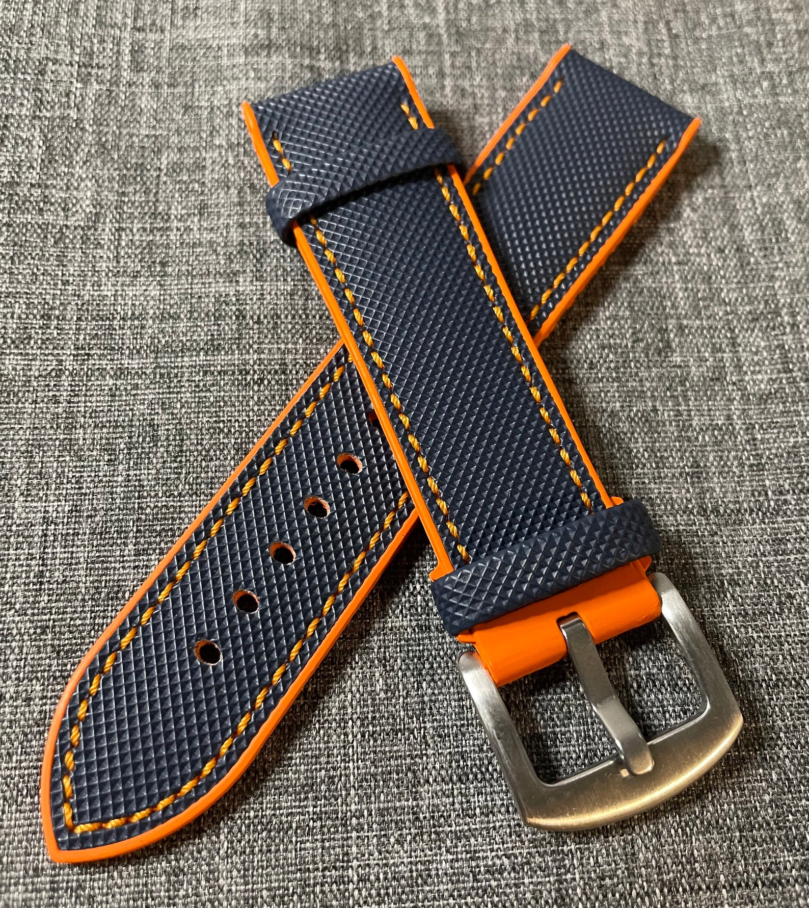 Premium FKM Rubber Aquatic Sports Watch Strap / Blue Orange / - Etsy