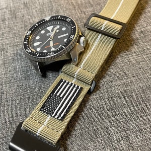 US Military / Marine Nationale Nylon Watch Strap / PVD Black Steel ...